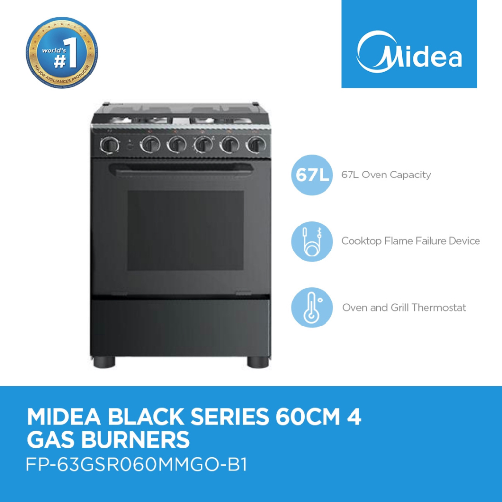 Surprisingly Friendly Midea 4-Burner Black Gas Range 60 cm with Pulse ...